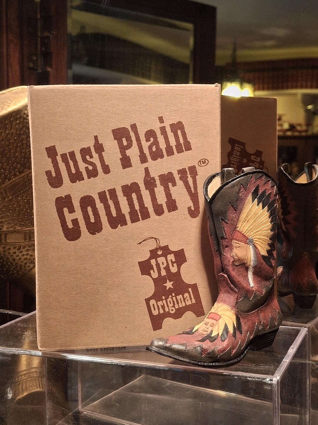Heritage Vintage Country Artists Just Plain Country Resin Cowboy Boot ...
