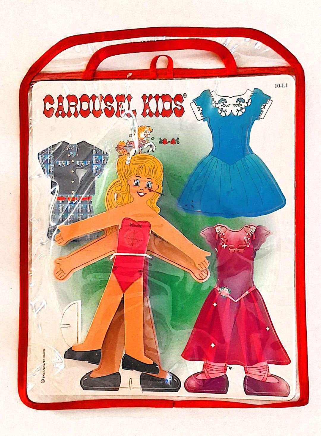 Vintage Carousel Kids Wooden Paper Doll With Three Outfits New in ...