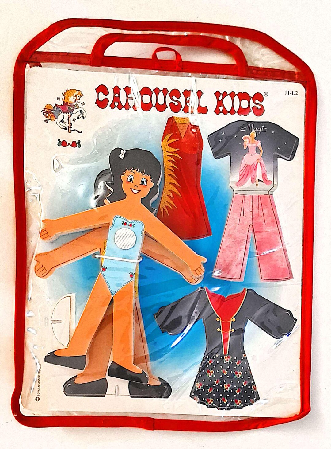 Vintage Carousel Kids Wooden Paper Doll With Three Outfits New in ...