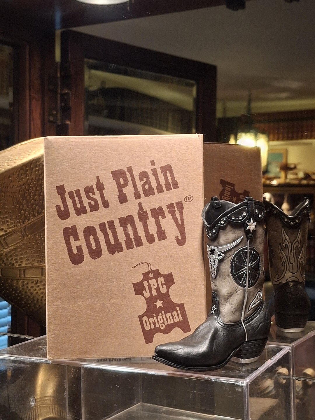 Roundup Vintage Country Artists Just Plain Country Resin Cowboy Boot - Etsy