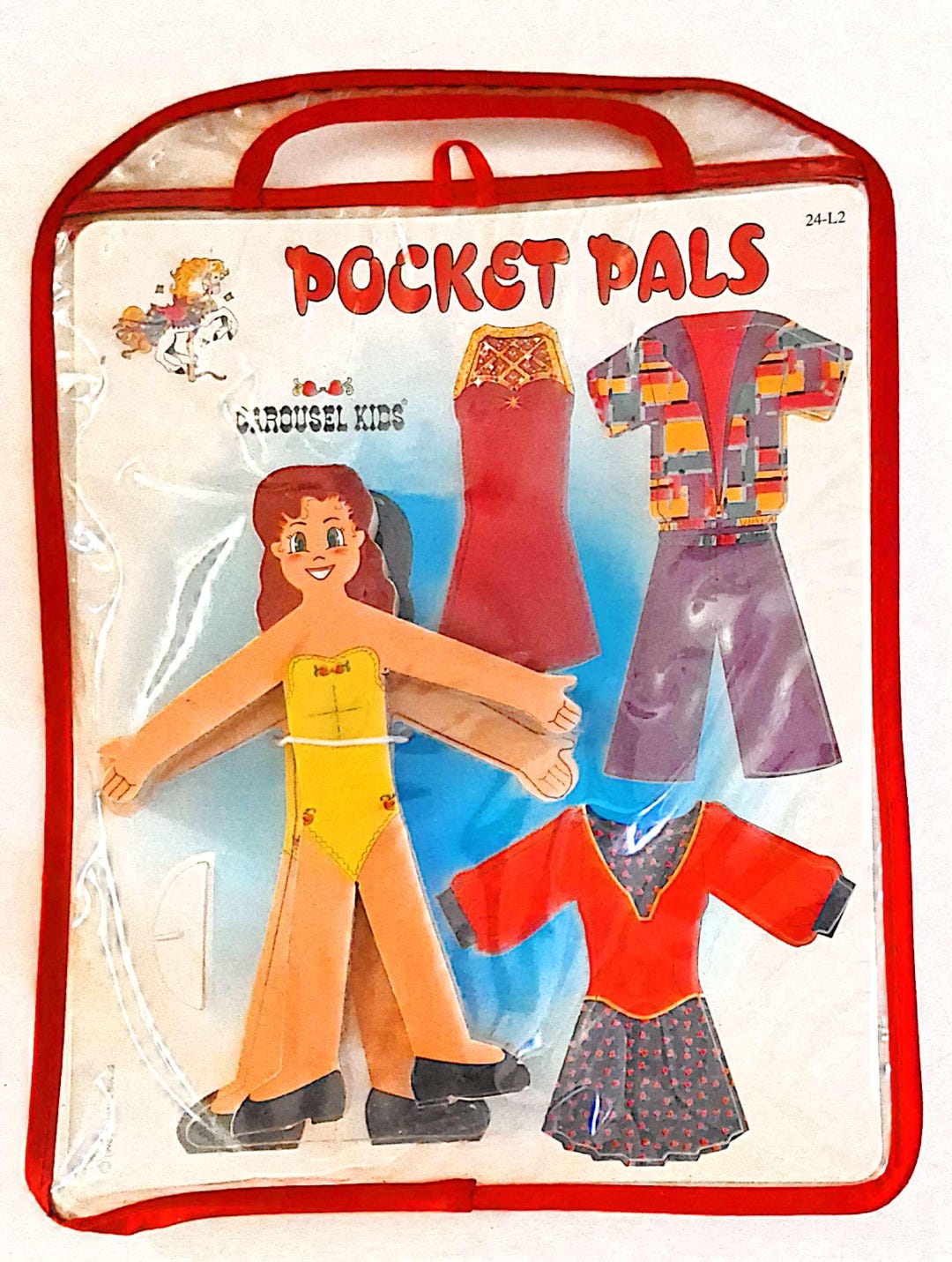 Vintage Carousel Kids Wooden Paper Doll With Three Outfits New in ...