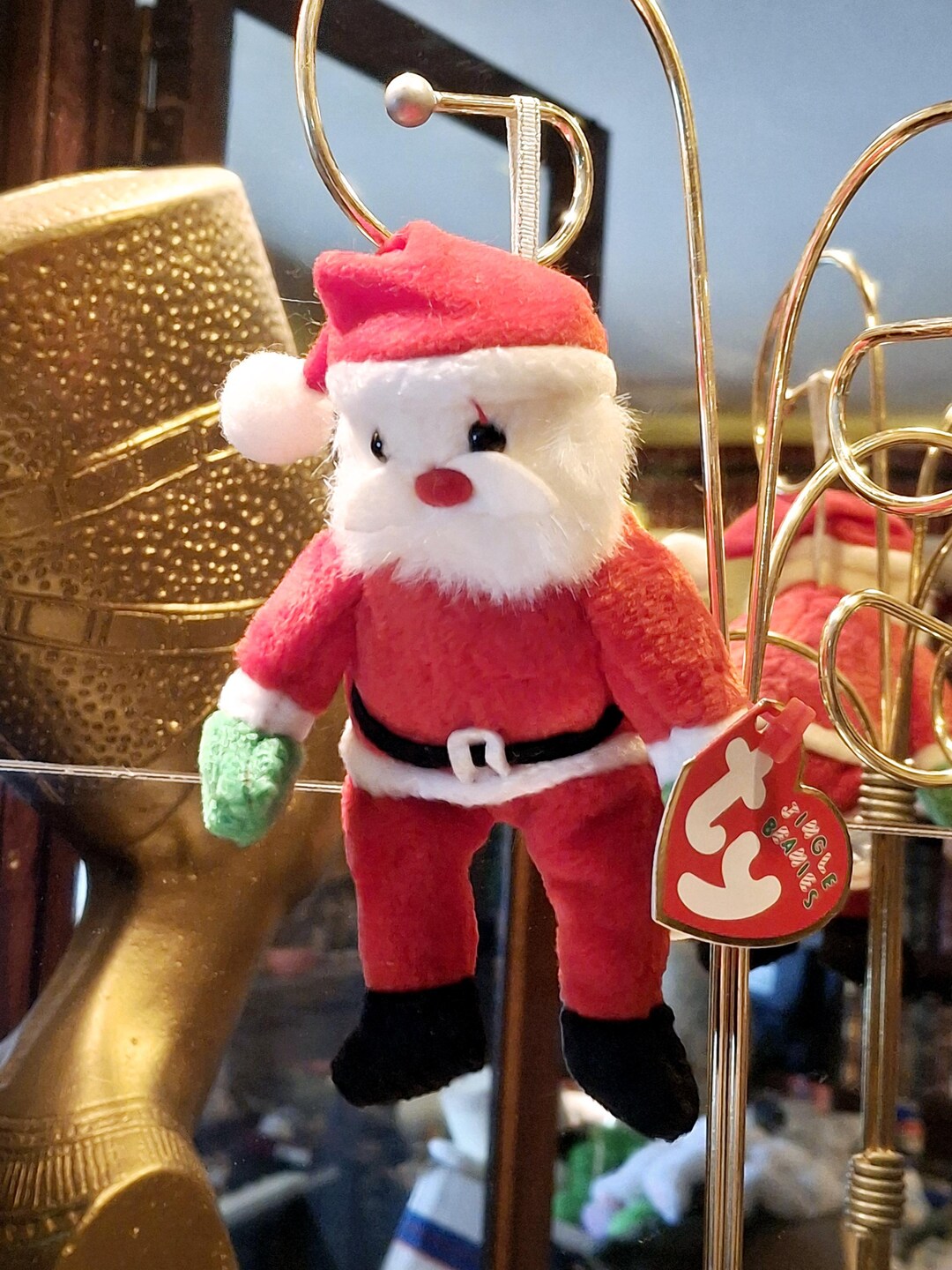 Vintage Mini Ty Jingle Beanie Baby Santa Claus Hanging Christmas Tree ...