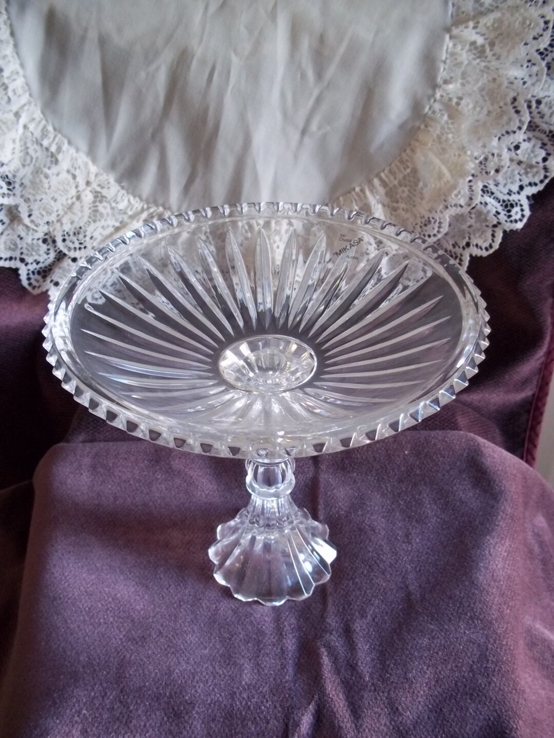 Vintage Mikasa Lead Crystal Compote - Etsy