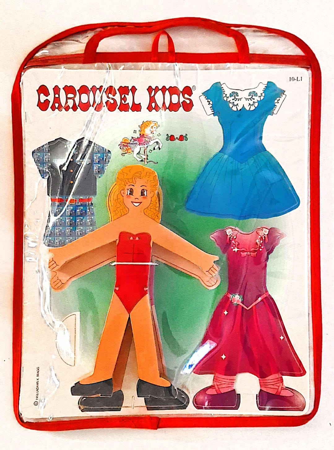 Vintage Carousel Kids Wooden Paper Doll With Three Outfits New in ...