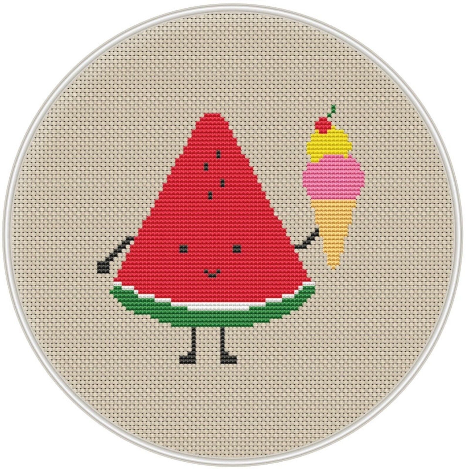 Watermelon Cross Stitch Pattern Kawaii Cross Stitch Pattern | Etsy
