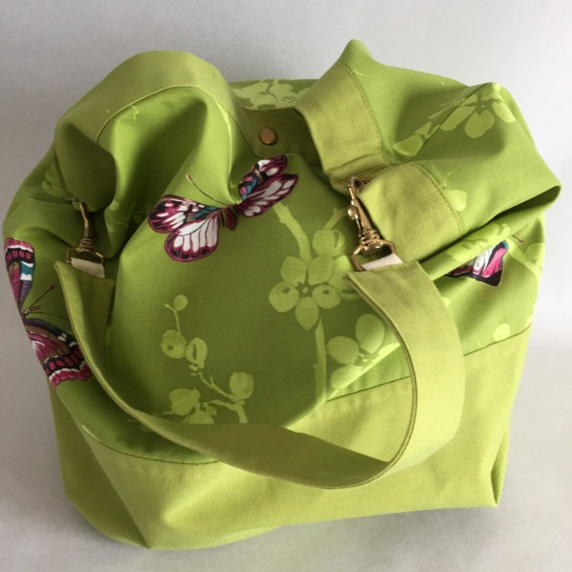 Shoulder Strap Bag in a French Bright Green Cotton Fabric. 2 | Etsy