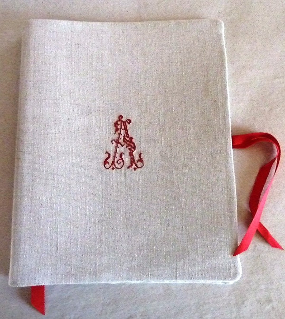Binder in His Customized Linen Cover With Embroidery. Hand Made in ...