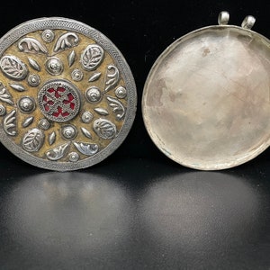 Antique Turkmen Old Silver Amulet, Tribal Talisman Flat Container ...