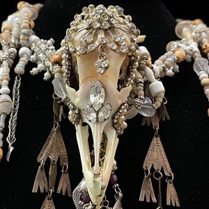 Turkey Spirit Necklace, Pearls, Skull, Bones, Vintage Excavated Glass ...