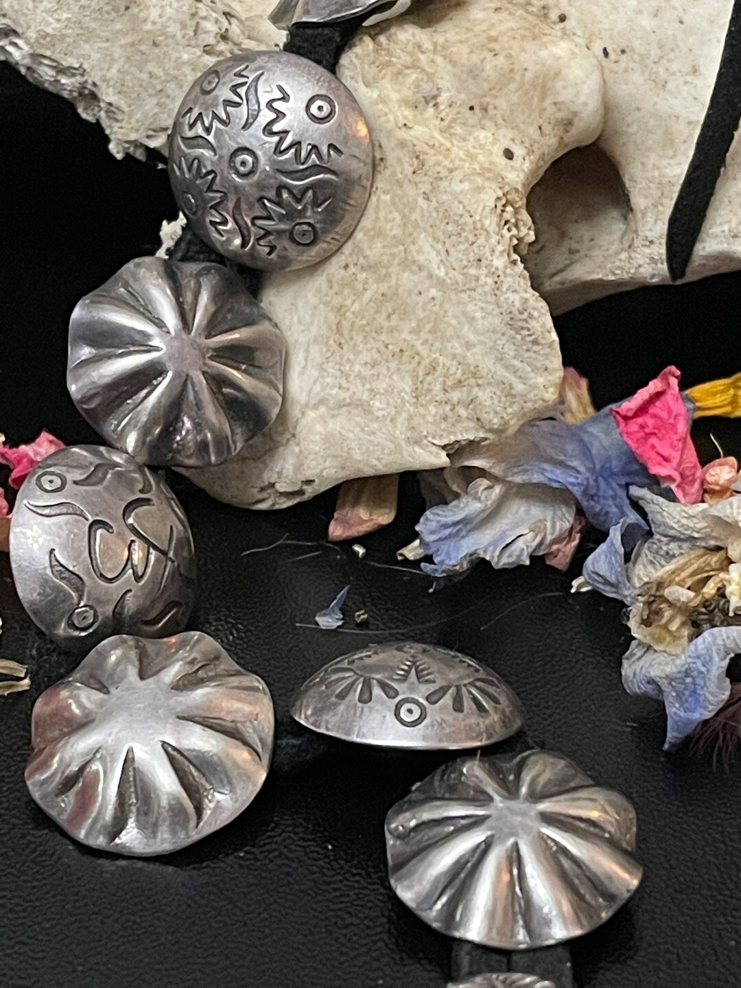 Hand Tooled, Stamped Sterling Silver 9 Conch Link, Bracelet, Delicate ...