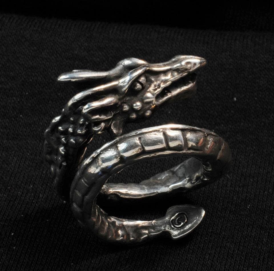 Ring Dragon Cast Sterling Silver Made to Order 300 | Etsy