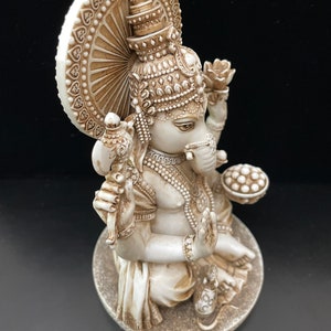 Ganesh Cast White With Shadow Accents of Beige, Elaborate Detailing ...