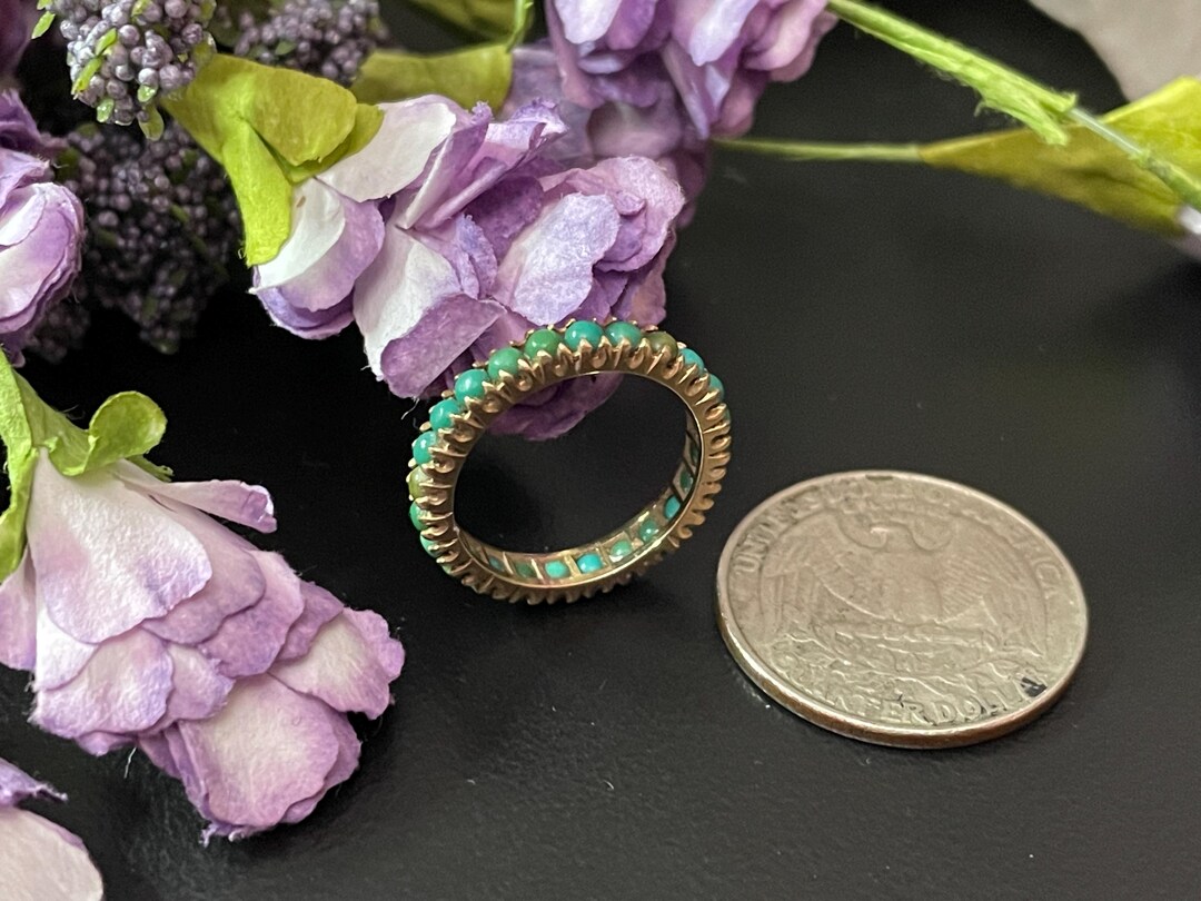 Vintage 14k Gold Persian Turquoise Eternity Ring, Size 5 1/2 - Etsy