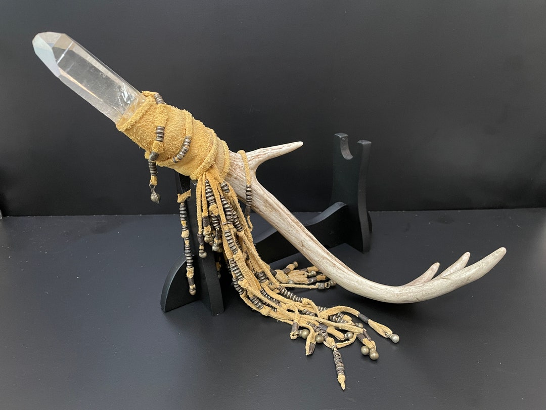 Deer Antler Quartz Crystal Wand, Woodland Goddess Decor, Manifestation ...