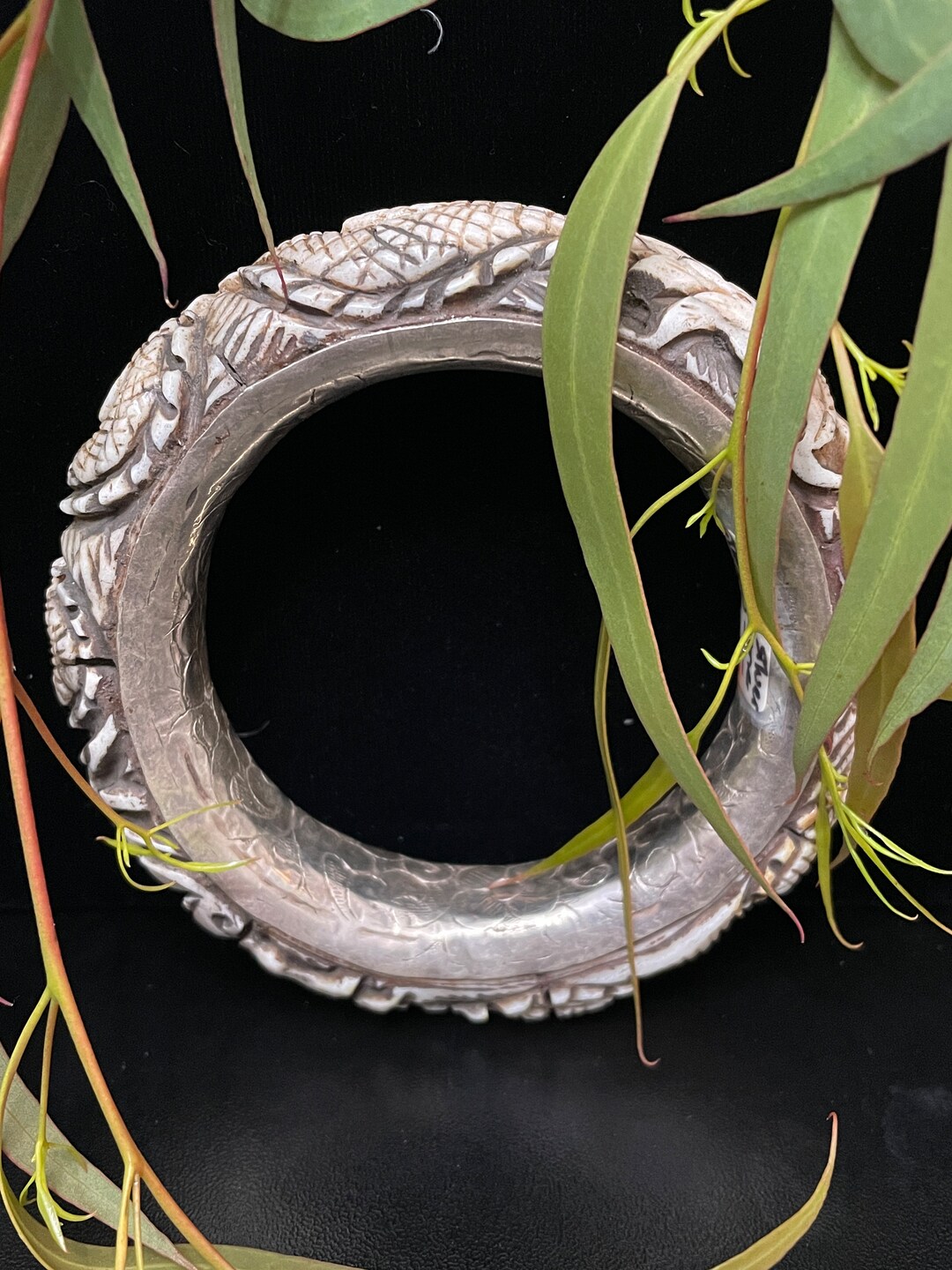 Silver Repousse Dragon Yak Bone Bangle, Traditional Tribal Jewelry - Etsy
