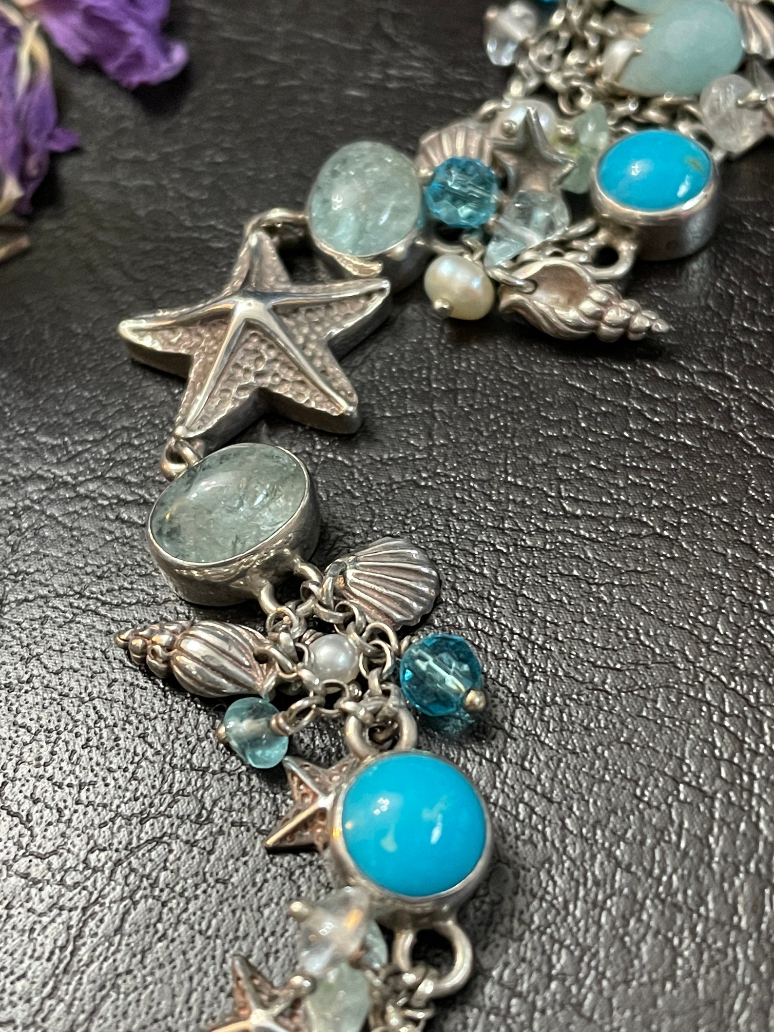 Bracelet Charm Bracelet Sterling Silver Sea Shells - Etsy