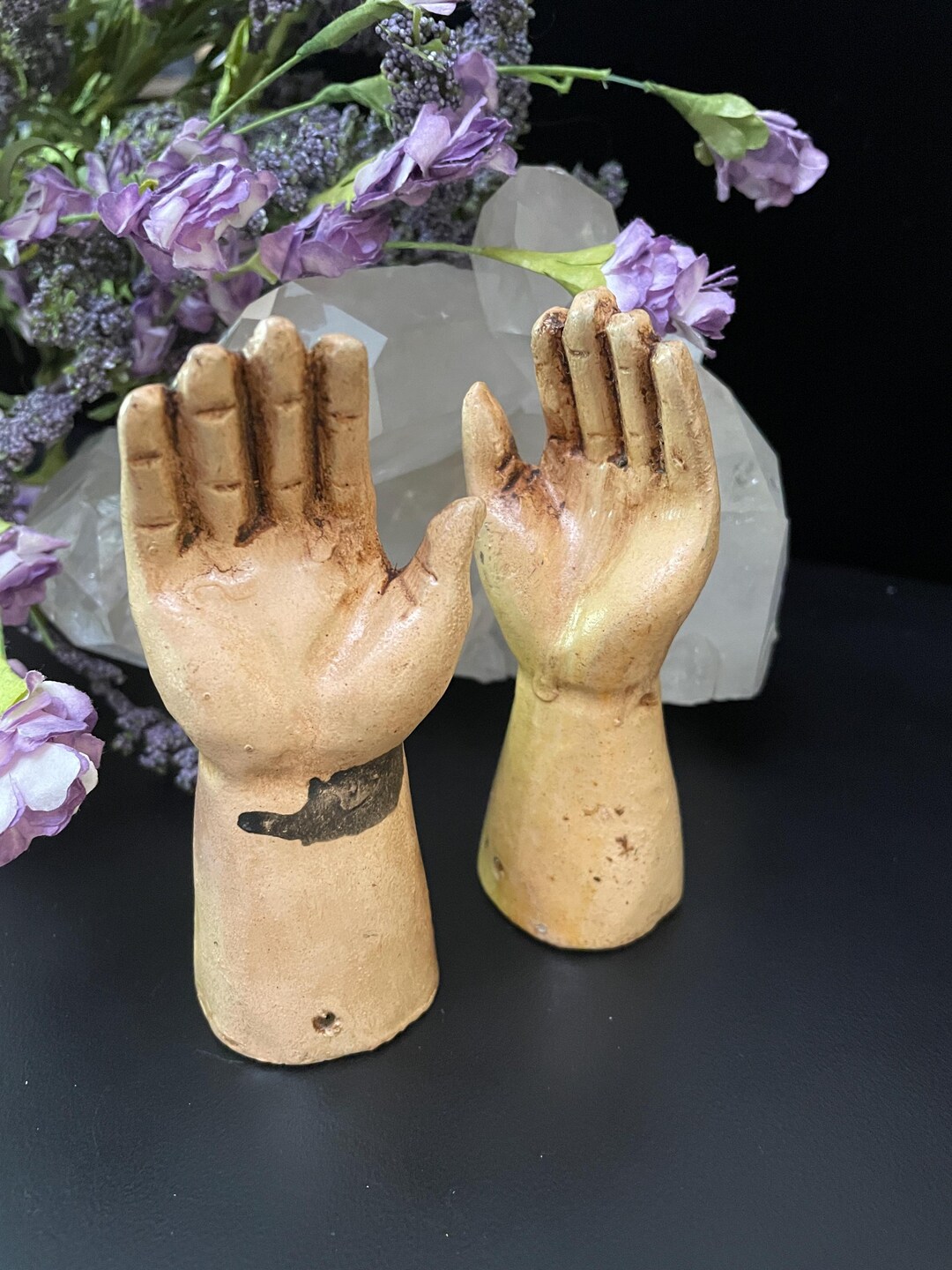 Antique Carved Folk Art Doll Hands, 4