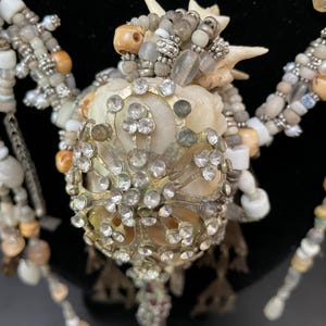 Turkey Spirit Necklace, Pearls, Skull, Bones, Vintage Excavated Glass ...