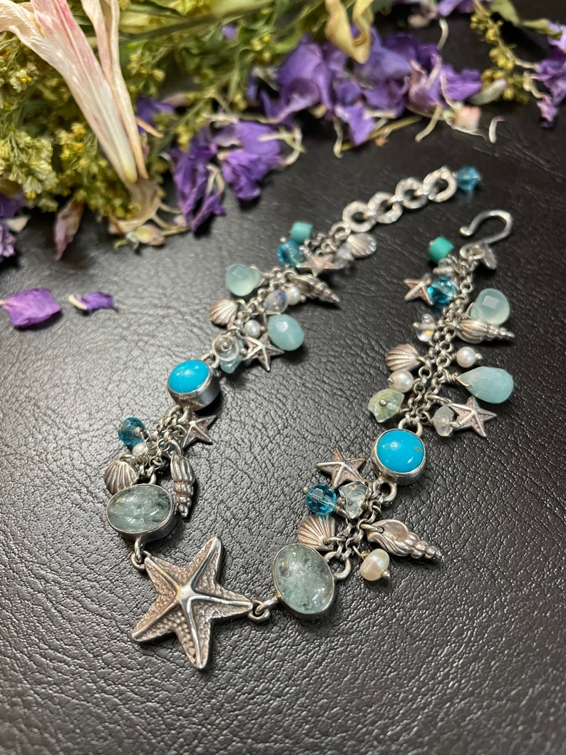 Bracelet Charm Bracelet Sterling Silver Sea Shells - Etsy