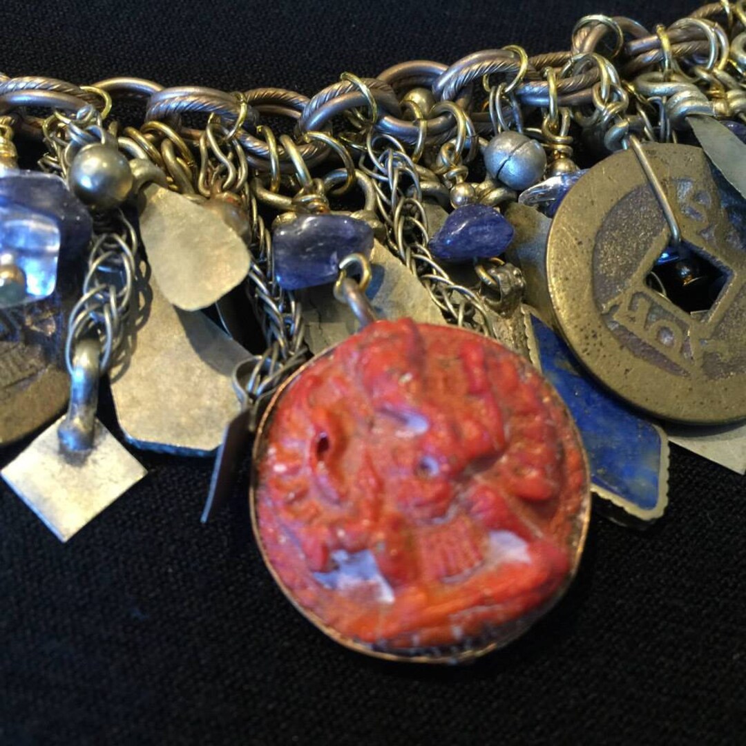 Bracelet Jingle Jangle Cast Glass Buddha, Afghani Charms and Treasures ...