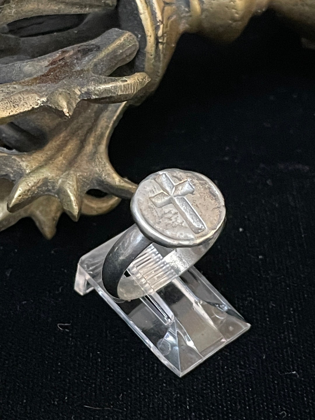 Petite Cross Ring, German Silver, Religious Jewelry - Etsy