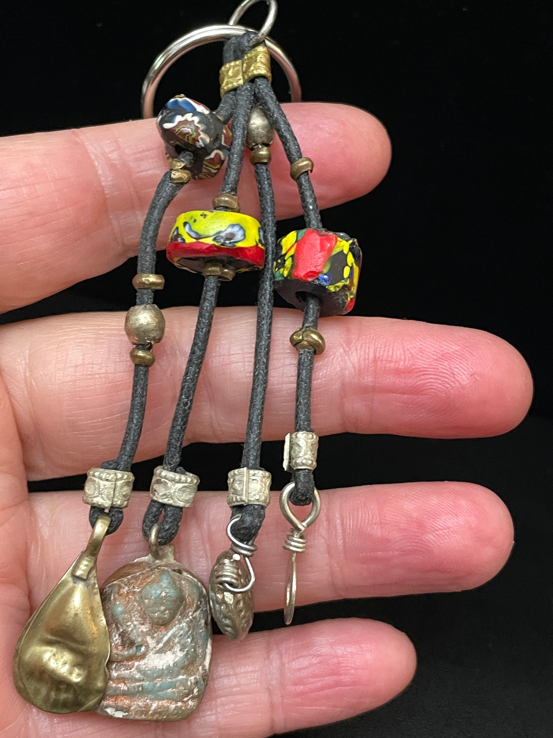 Key Chain African Trade Beadslength: 3 1/2 Amulet - Etsy