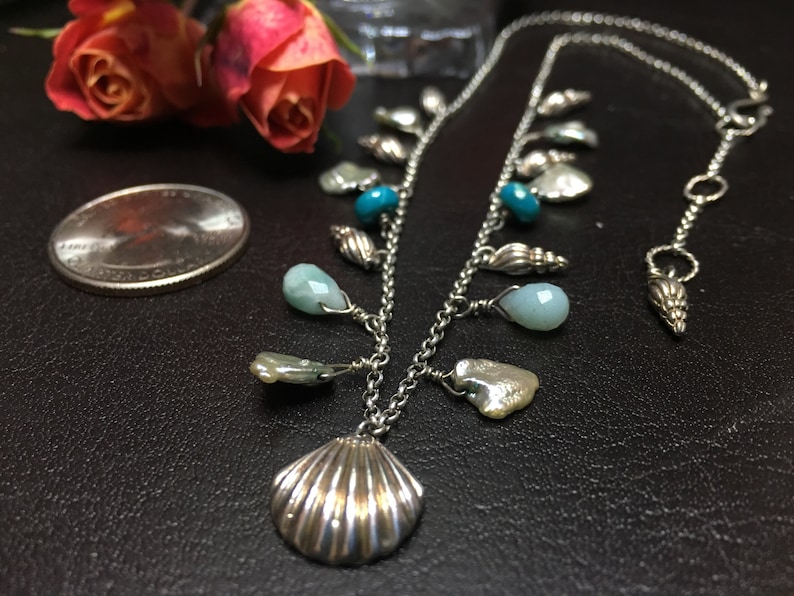Necklace Sterling Silver Sea Shells Flat Freshwater - Etsy