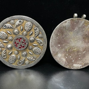 Antique Turkmen Old Silver Amulet, Tribal Talisman Flat Container ...