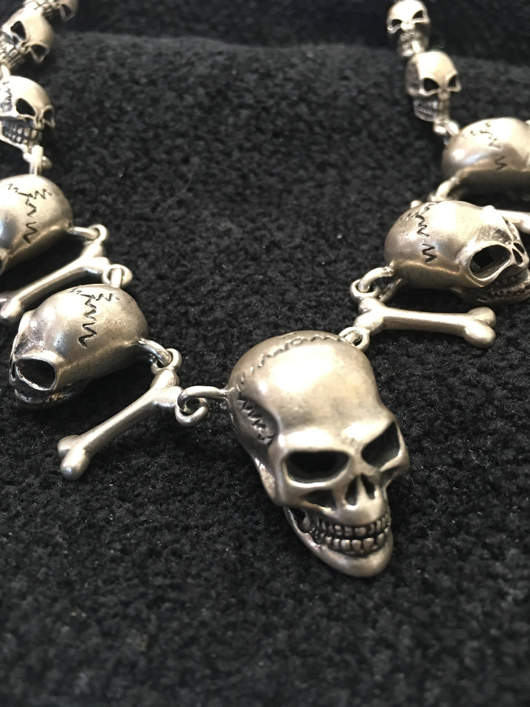 Necklace Multi Skulls and Bones Cast Sterling Silver Charms - Etsy