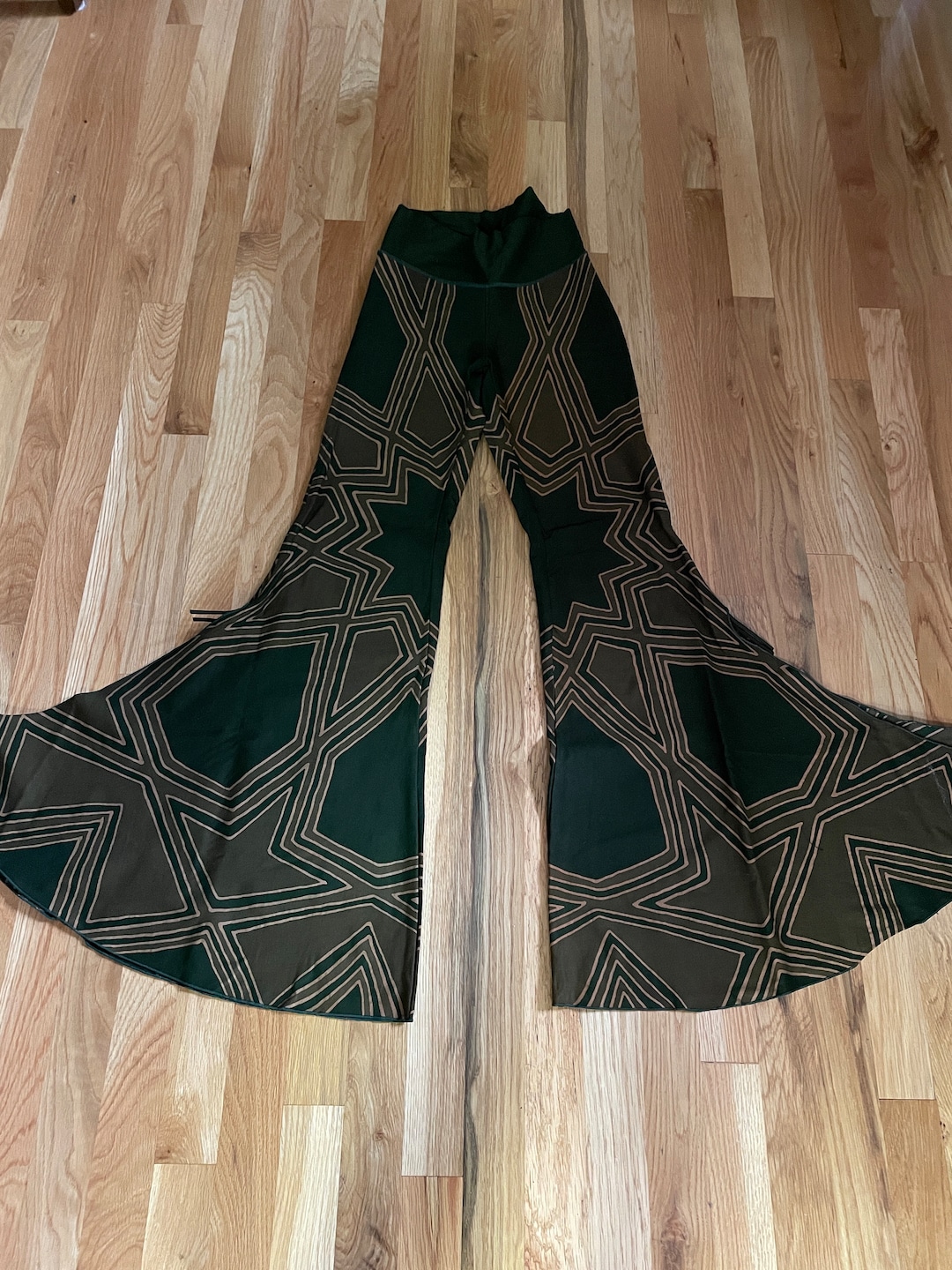 Handmade Bell Bottom Yoga Pants, Printed Cotton Spandex, Medium - Etsy