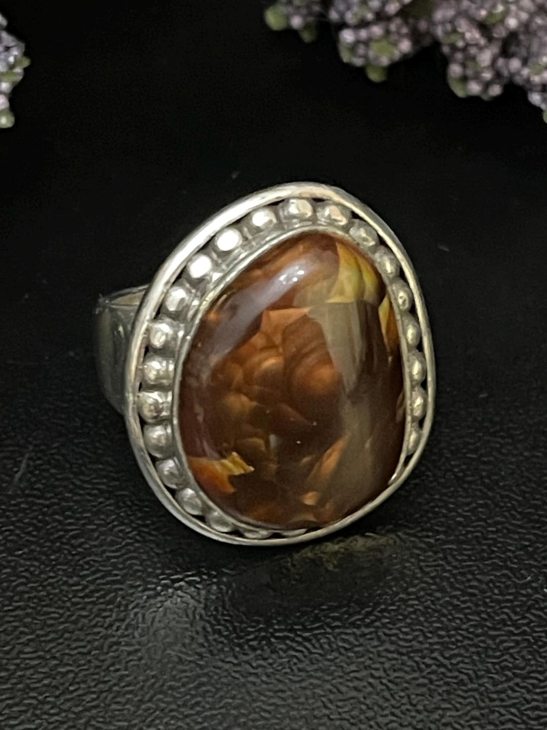 Ring Fire Agate Free Form Cabochon, One of a Kind Size 7 Signed Made by John Binzley - Etsy