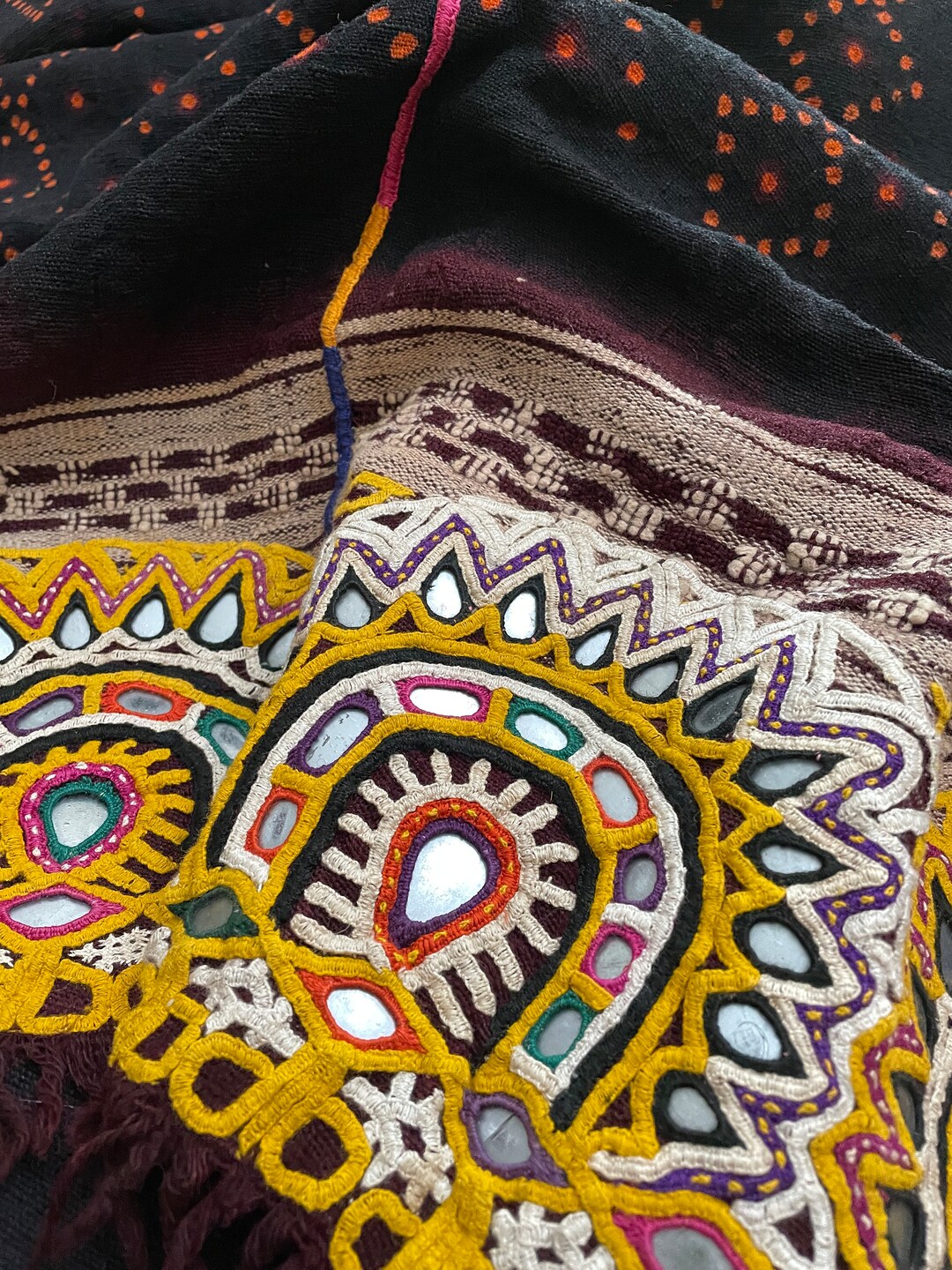 Vintage 1970s Shawl Rabari Wool Throw Shawl Wrap Mirrors - Etsy