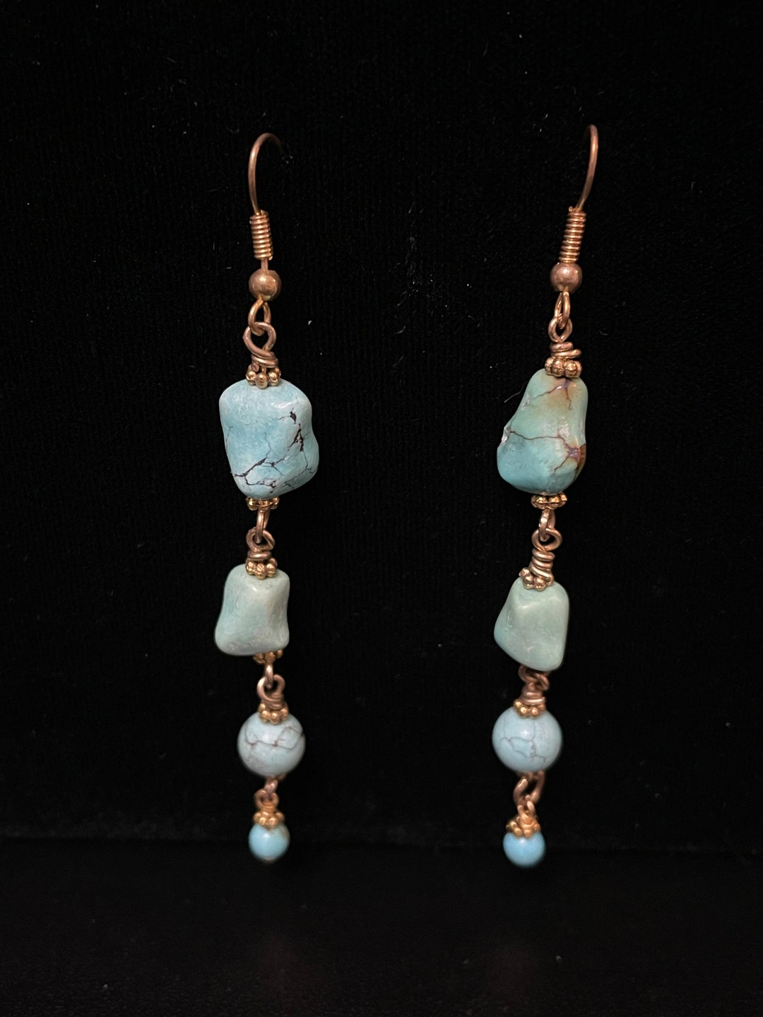 Natural Turquoise Earrings Light Weight, and Basic. Boho Chic Hippie ...
