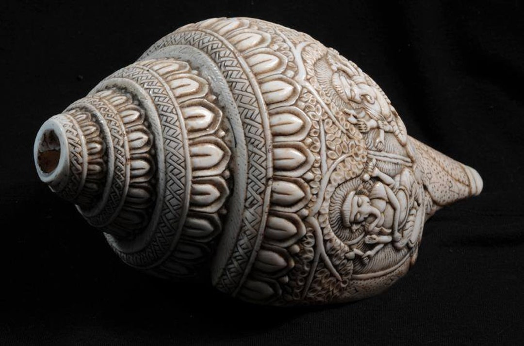 Vintage Sacred Conch Shell, Intricately Crafted, 8.5 Inch - Etsy