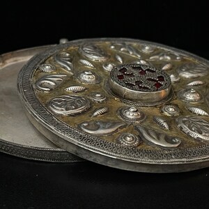 Antique Turkmen Old Silver Amulet, Tribal Talisman Flat Container ...