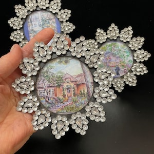 Rhinestone Frames, Set of 3 Photo Frames Bling Bling, 4 1/2 Round ...