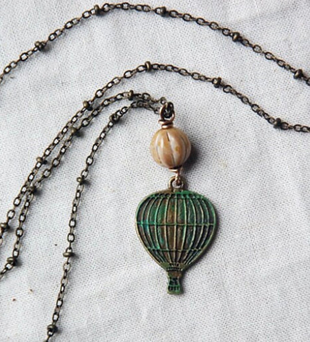 Victorian Traveler Hot Air Balloon Necklace, Steampunk, Charm Necklace ...