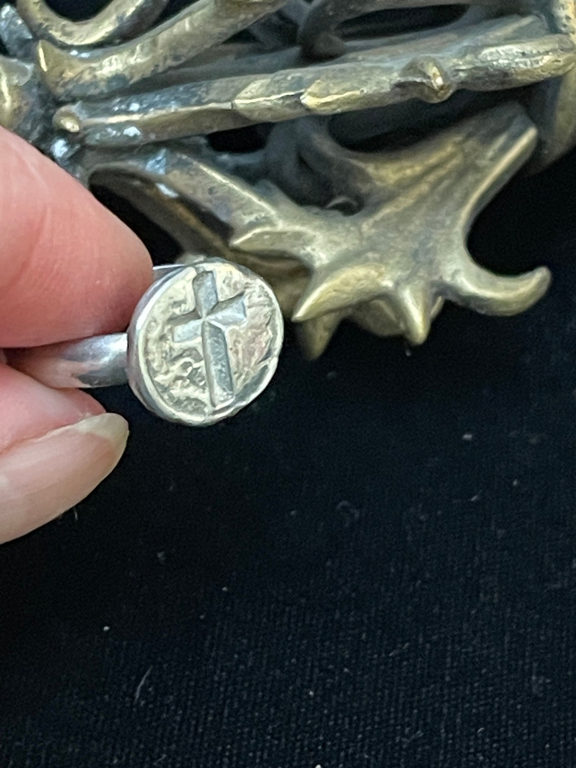 Petite Cross Ring, German Silver, Religious Jewelry - Etsy