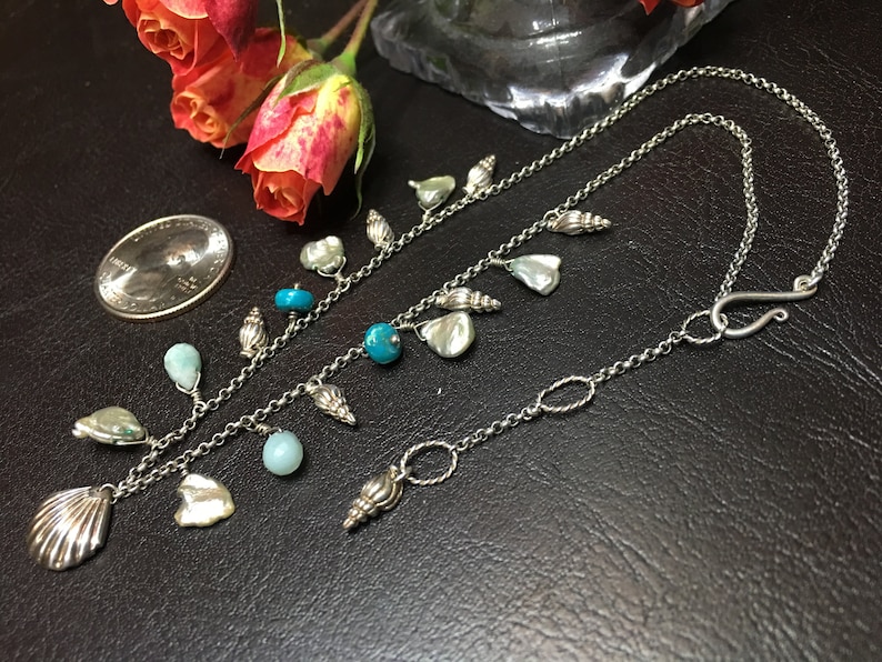 Necklace Sterling Silver Sea Shells Flat Freshwater - Etsy