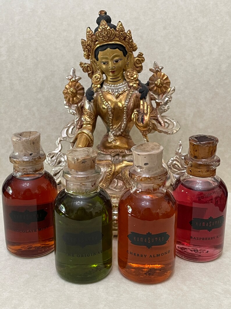 Vintage Kama Sutra Kissable Body Oils Set, Four Flavors, Stained Corks ...