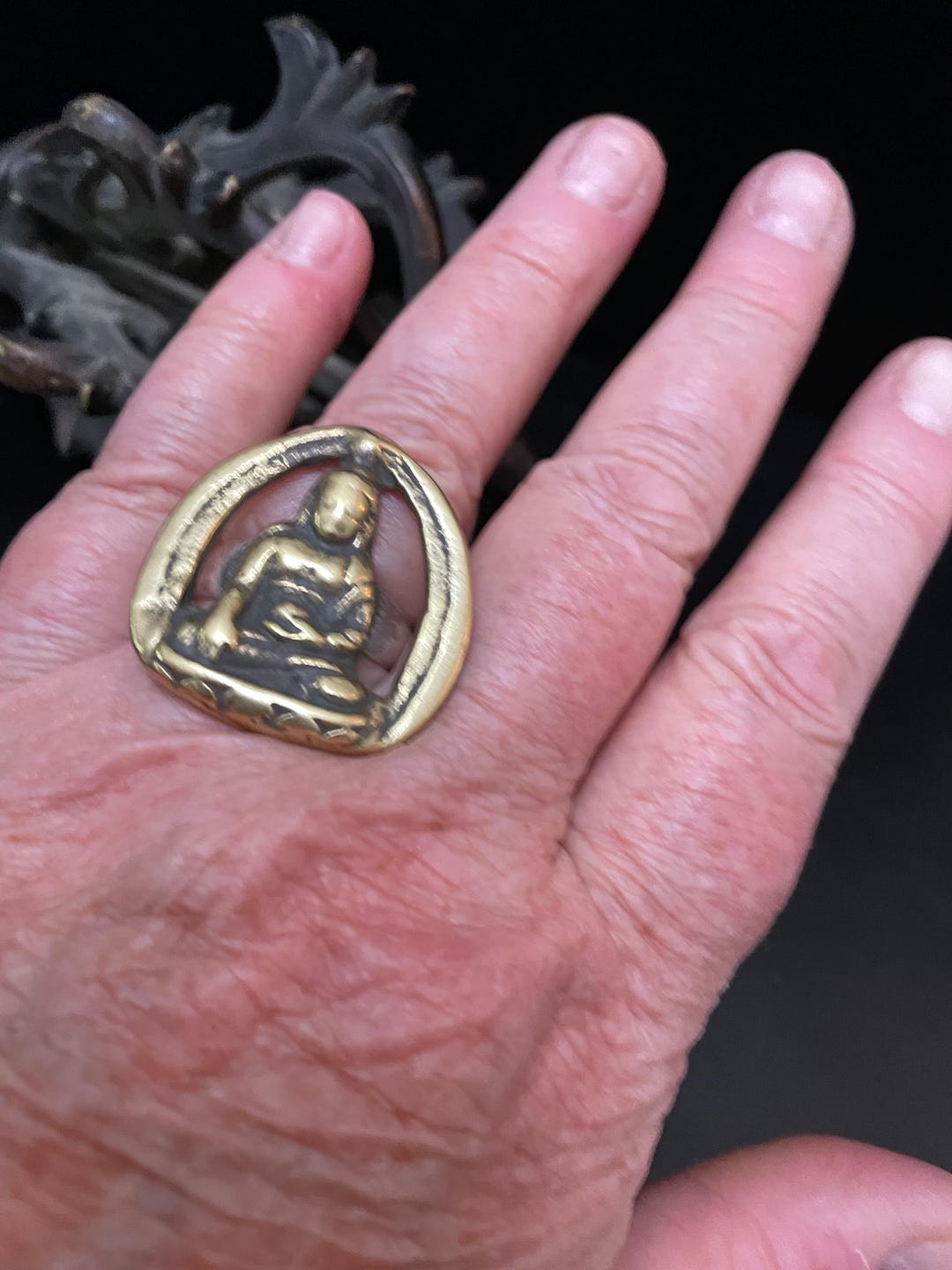 Brass Sitting Buddha Ring, - Etsy