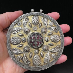 Antique Turkmen Old Silver Amulet, Tribal Talisman Flat Container ...