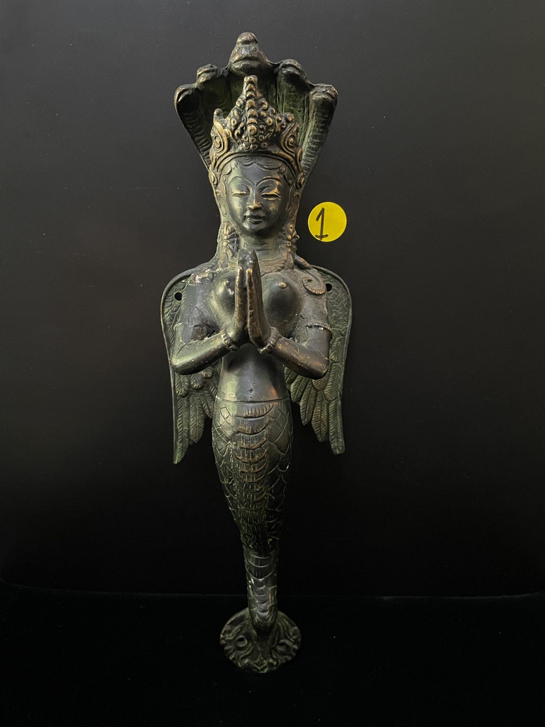 Elaborate Patina Door Pull, Brass Door Handle, Brass Serpent Goddess ...