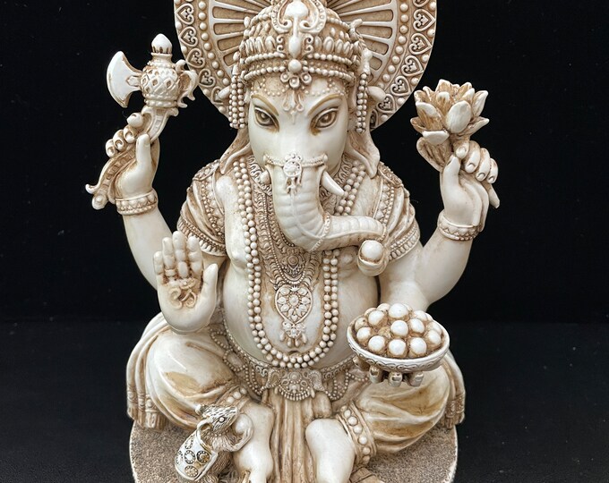 Ganesh Cast White With Shadow Accents of Beige, Elaborate Detailing ...
