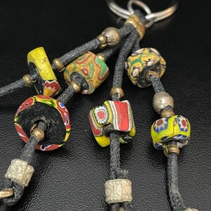 Keychain, Key Ring, African Trade Beads, Length: 3 1/2" Amulet Afghani ...