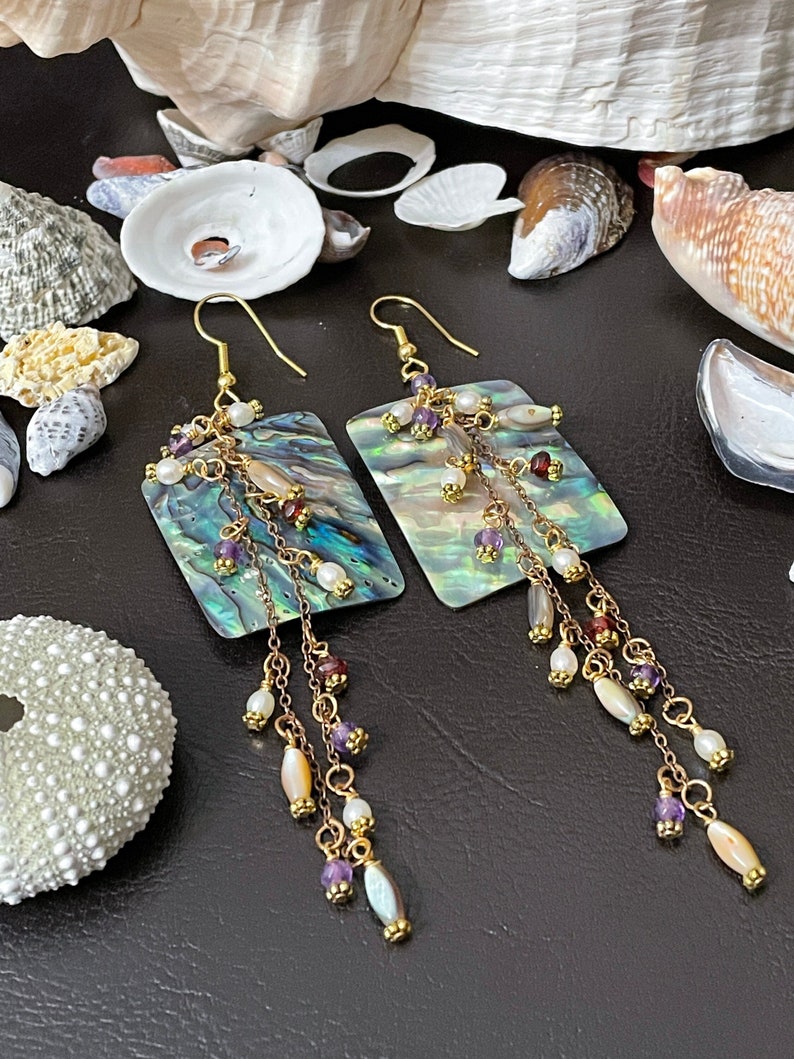 Abalone Shell Earrings Chandeliers Abalone Mermaid Jewelry - Etsy