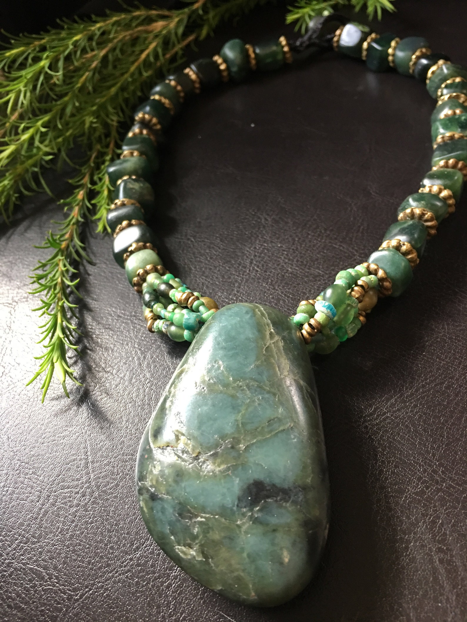Necklace Jade 'bold Shield' With a Hint of Blue A - Etsy