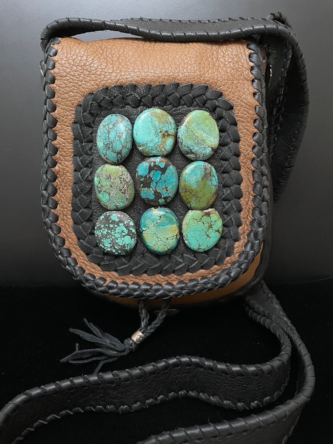 Tibetan Turquoise Leather Crossbody Bag, Bohemian Festival Style - Etsy