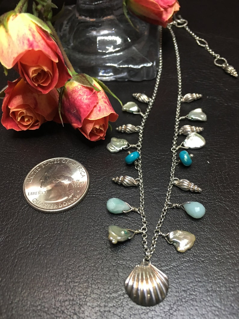 Necklace Sterling Silver Sea Shells Flat Freshwater - Etsy