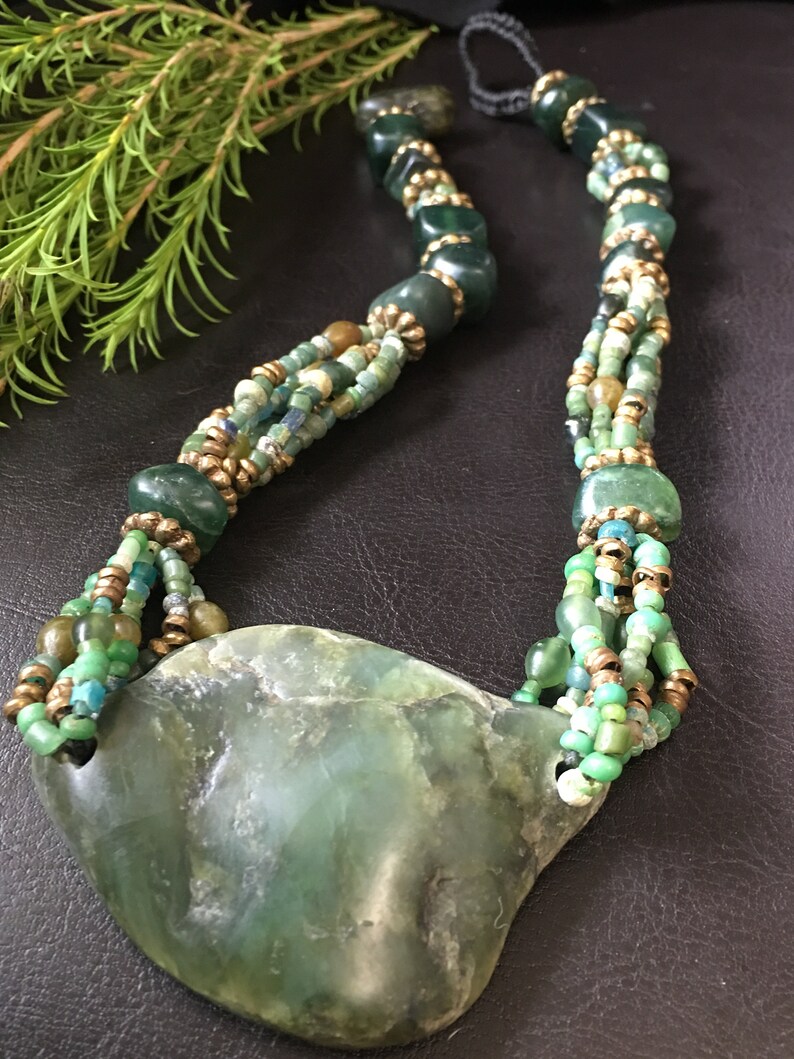 Necklace Jade 'bold Shield' With a Hint of Blue A - Etsy